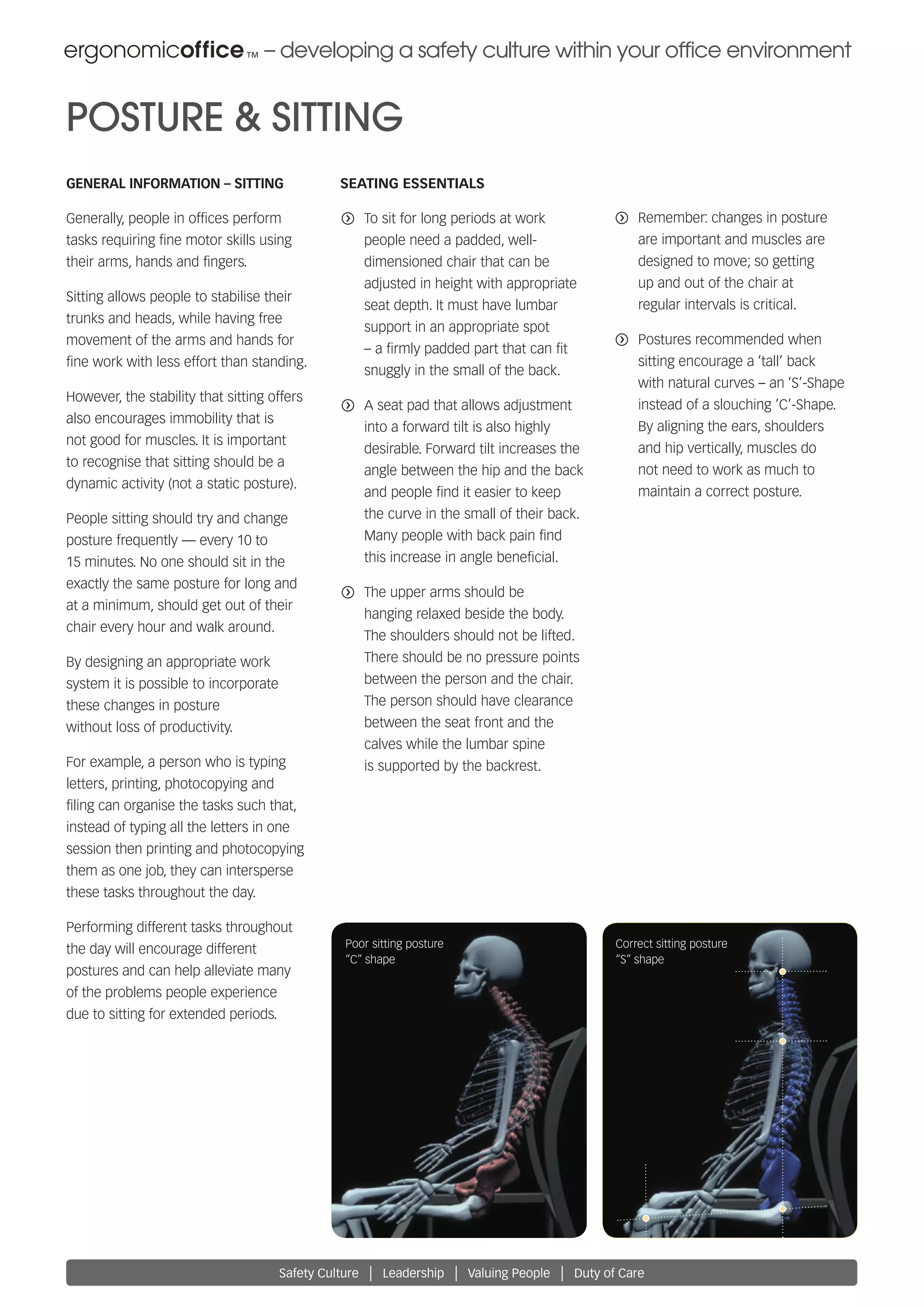 Ergonomic Posture and Sitting | PDF