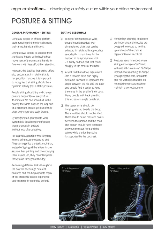 Ergonomic Posture and Sitting | PDF