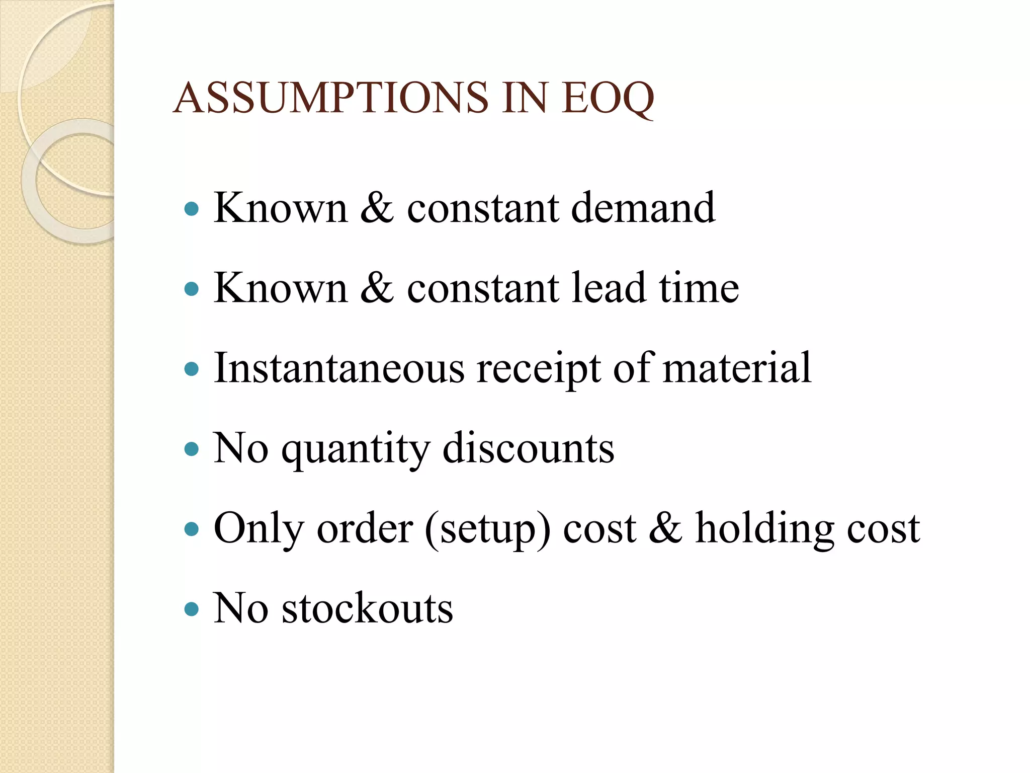 Economic Order Quantity - EOQ | PPTX