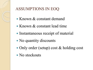 Economic Order Quantity - EOQ | PPTX