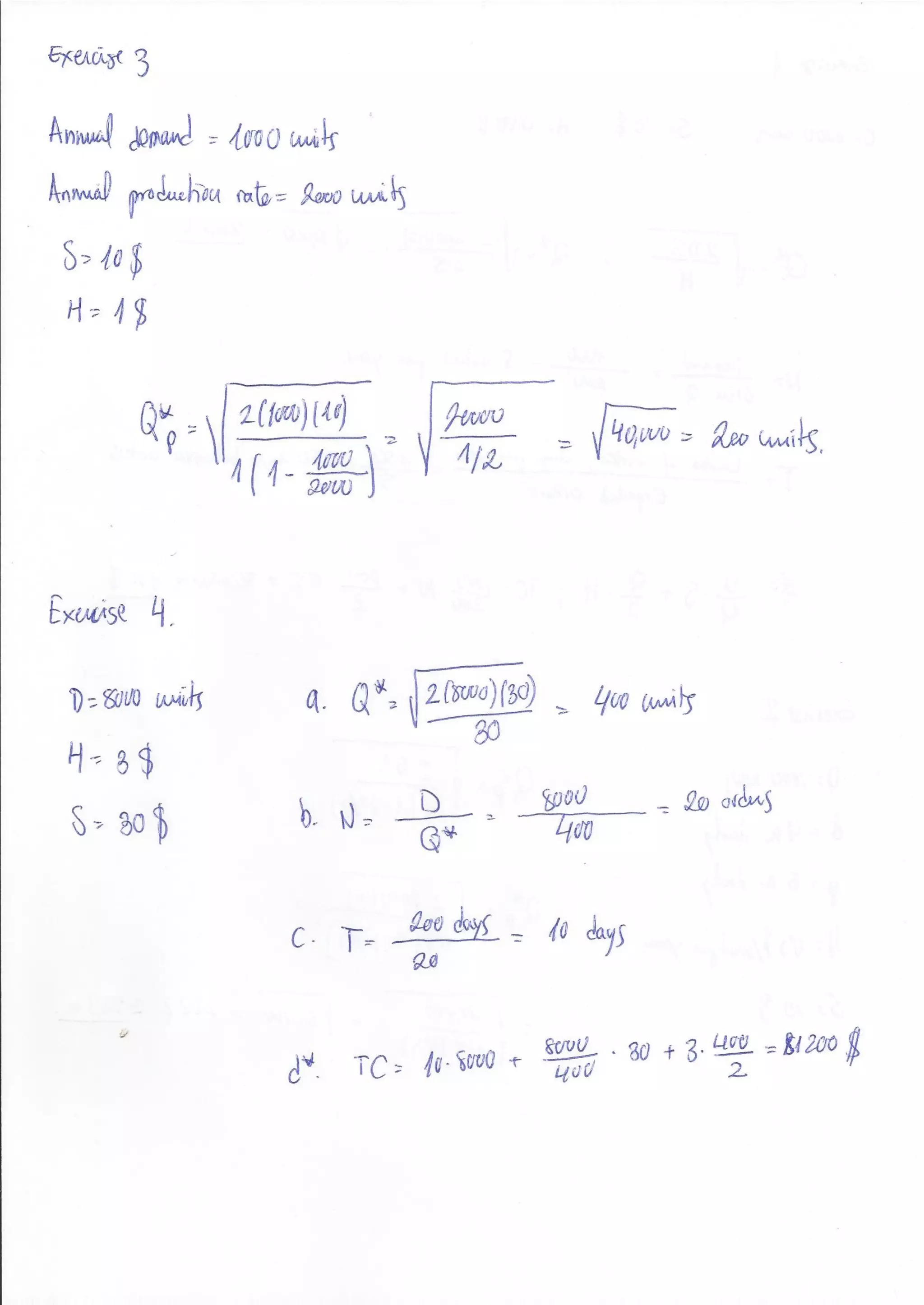 Eoq exercises | PDF