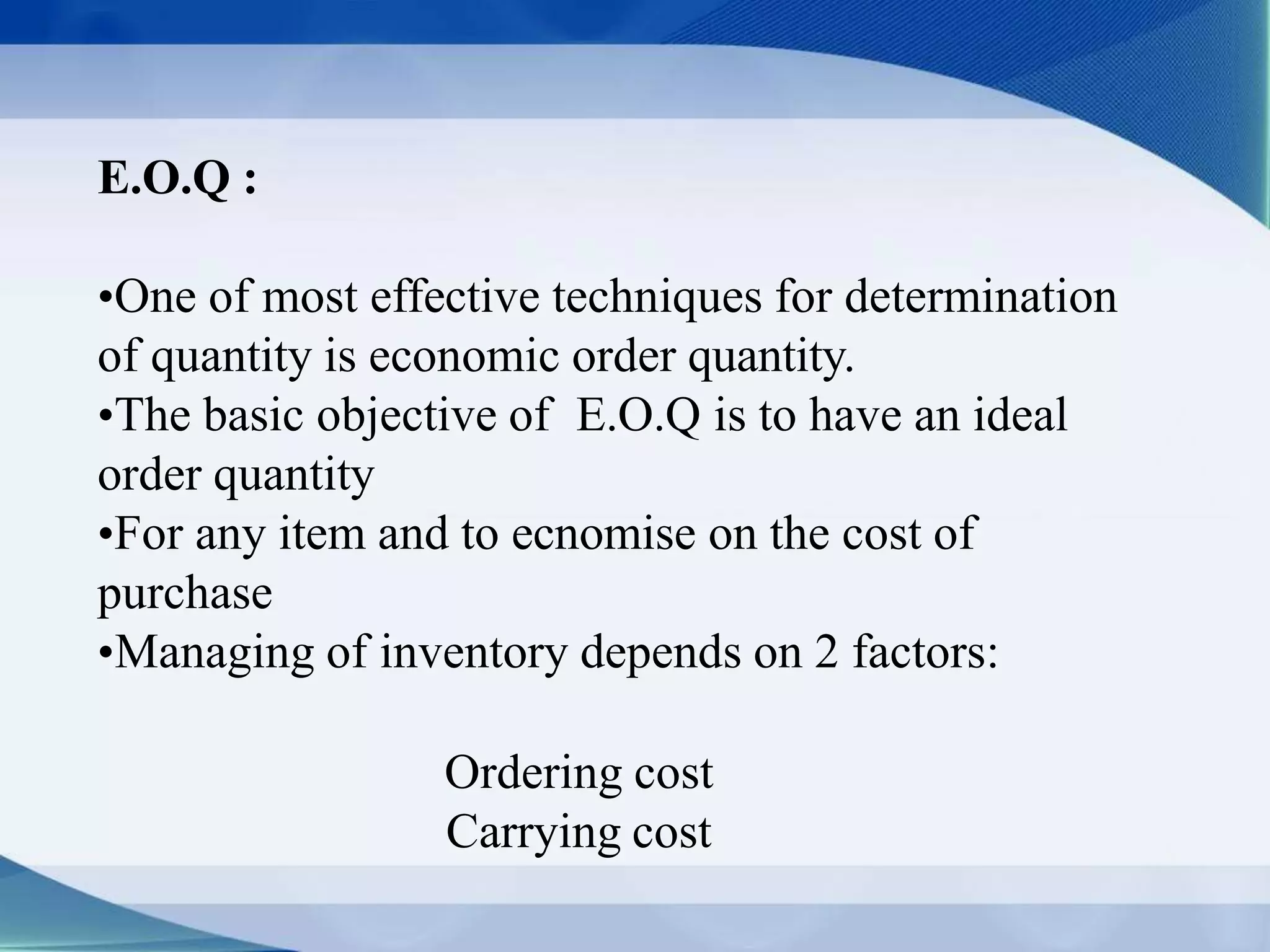 Eoq, lead time | PPTX