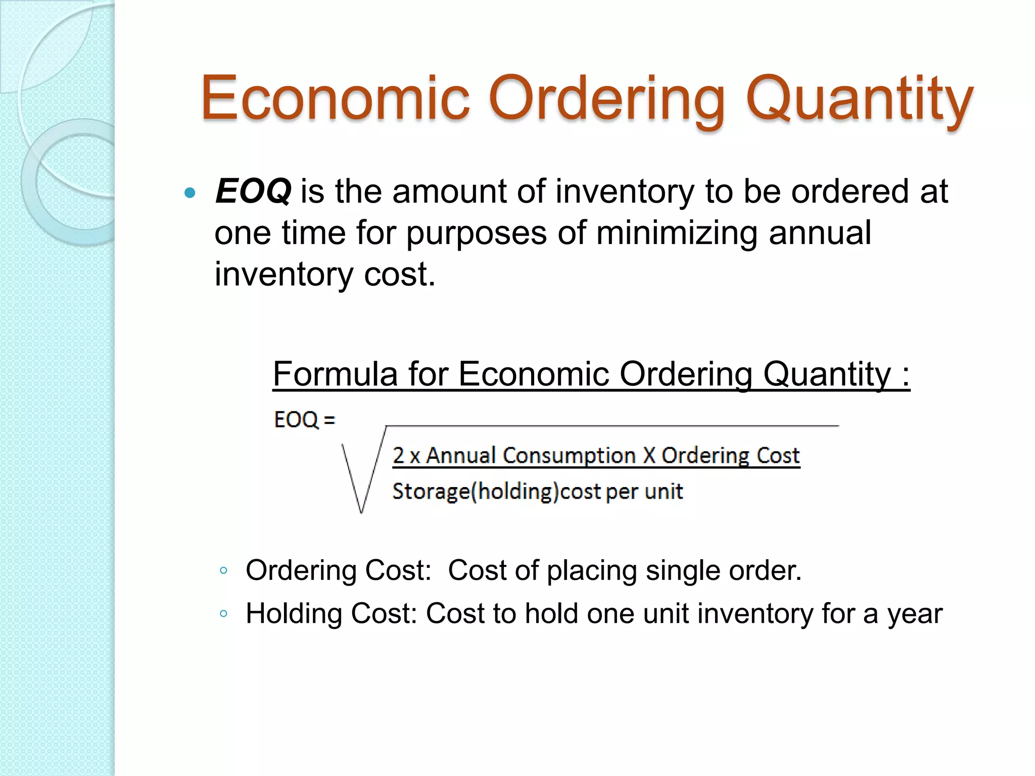 Economic Order Quantity Models | PPTX