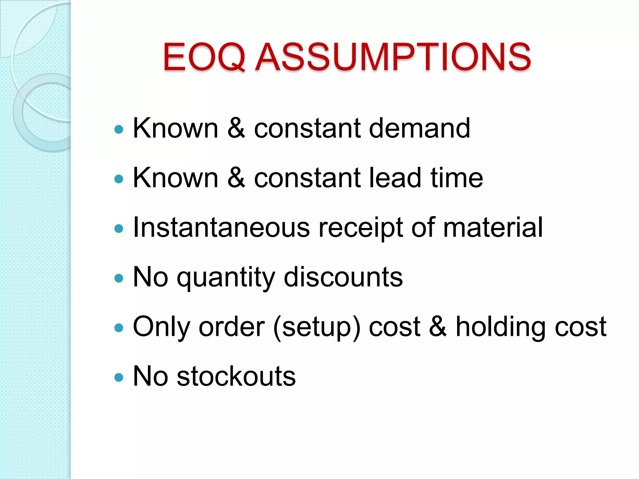 Economic Order Quantity Models | PPTX