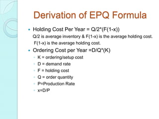 Economic Order Quantity Models | PPTX