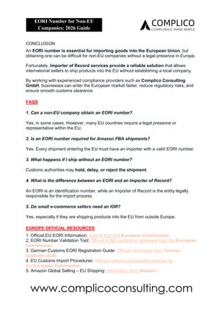 Comprehensive 2026 Guide to EORI Numbers for Non-EU Companies and ...