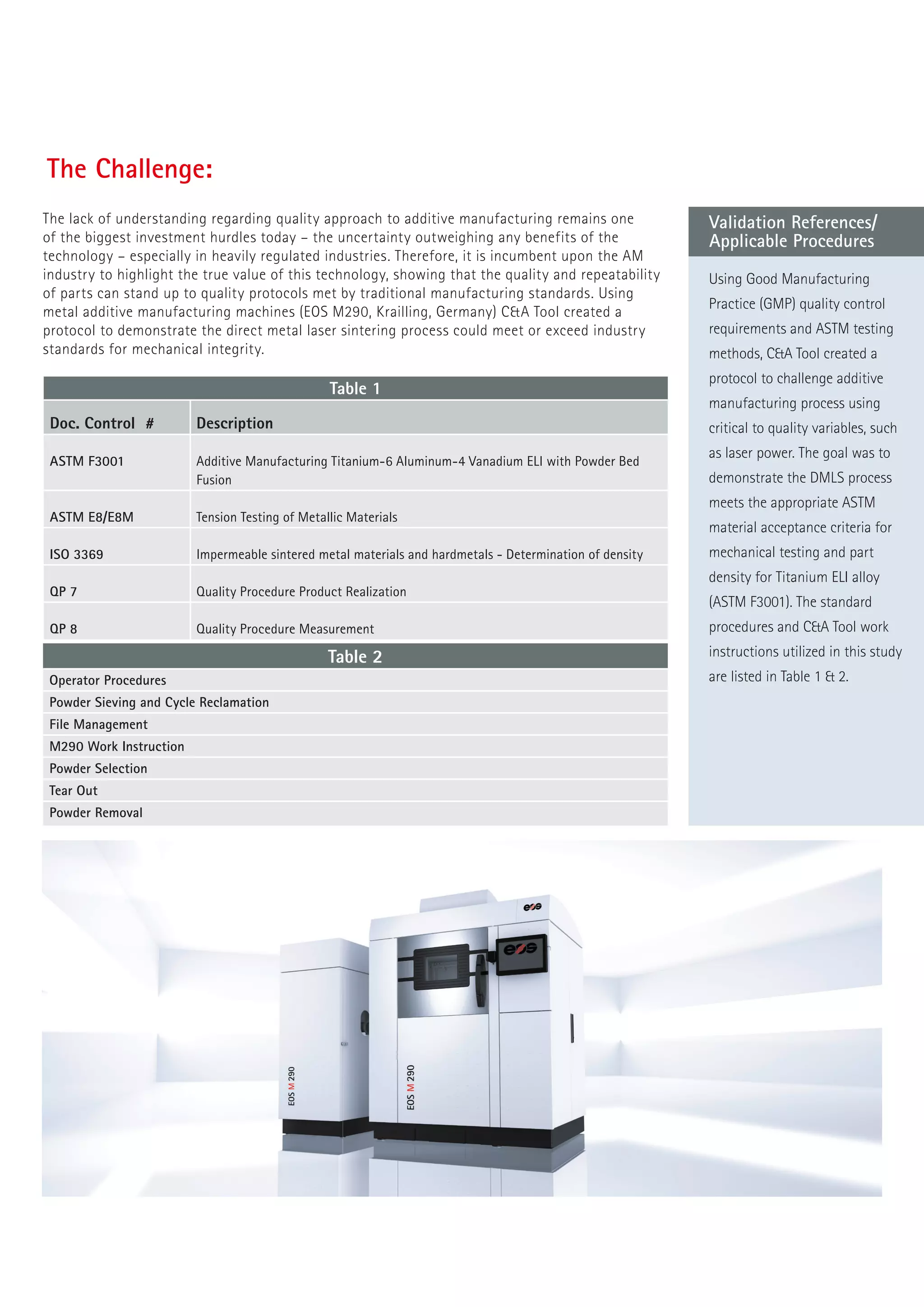 C&A Tool - implants using EOS Model M290 Additive E-manufacturing | PDF