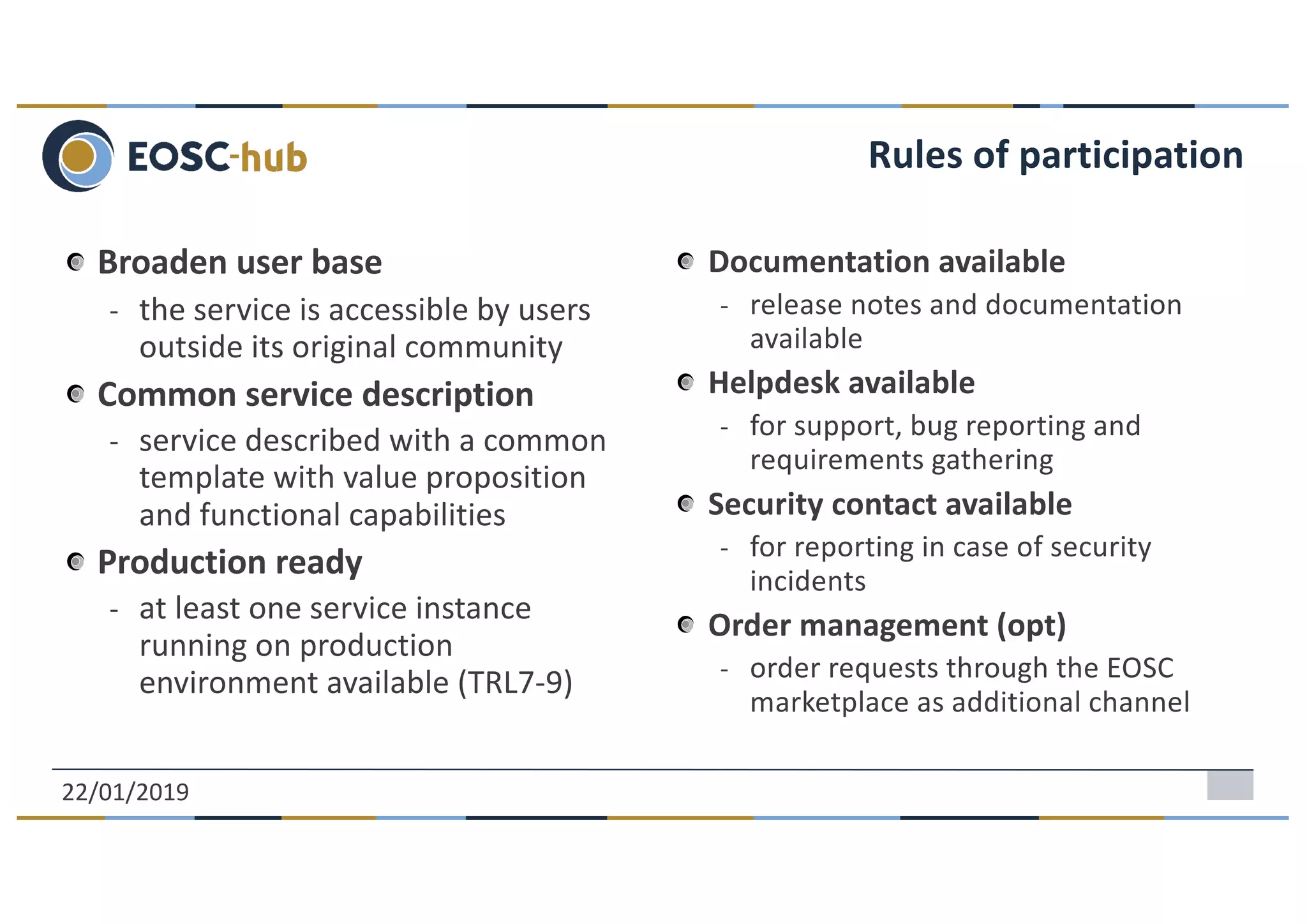 Overview of the Onboarding and validation process and the Rules of Participation from a service ...