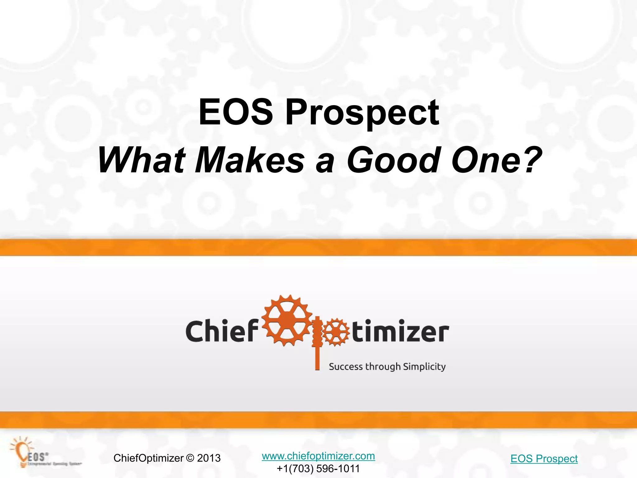 EOS Prospect (Target Market): What Makes a Good One? | PPTX