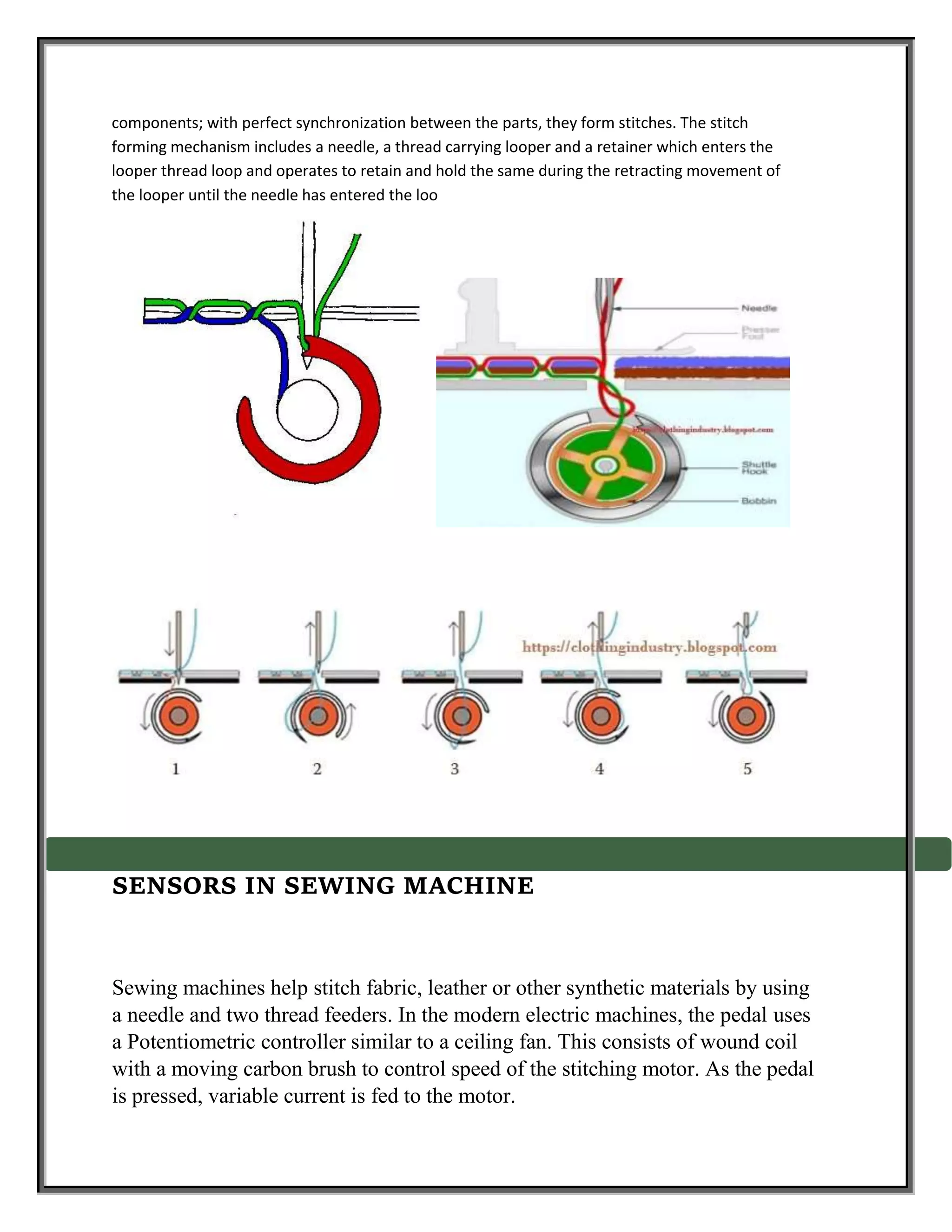 Sensors used in sewing machine EOT | DOCX