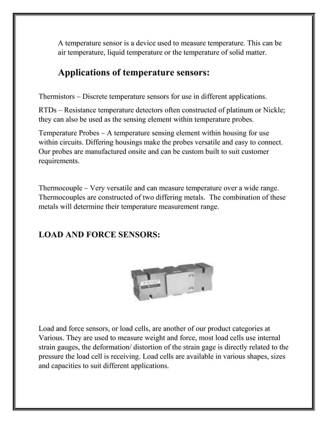 Sensors used in sewing machine EOT | DOCX