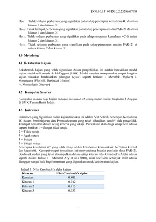 PENERAPAN KEMAHIRAN 4C DAN PEMBUDAYAAN AMALAN PAK-21 DALAM PdPc MATEMATIK TINGKATAN 1 | PDF