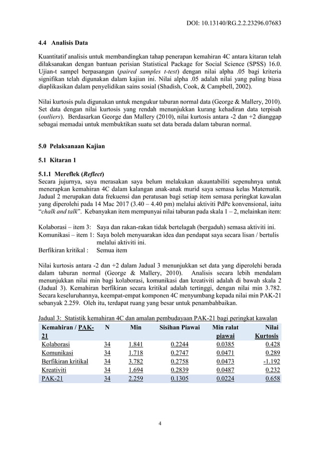 PENERAPAN KEMAHIRAN 4C DAN PEMBUDAYAAN AMALAN PAK-21 DALAM PdPc MATEMATIK TINGKATAN 1 | PDF