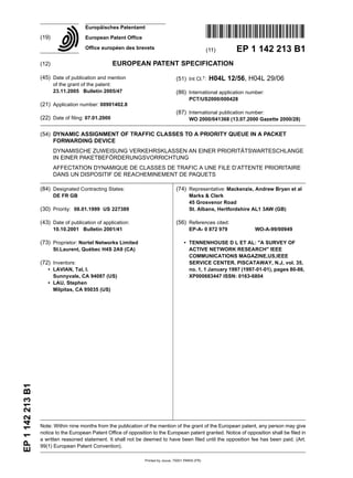 Dynamic assignment of traffic classes to a priority queue in a packet forwarding device | PDF