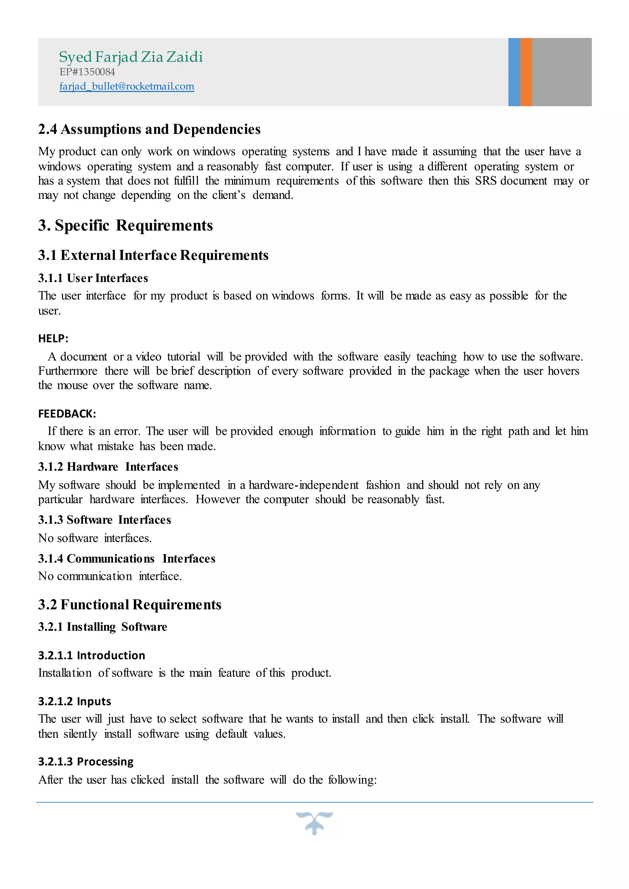 Software Requirement Specification - Software Pack Solution 14 | PDF