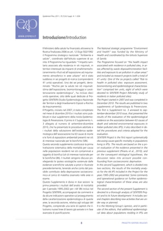 Sentieri: Studio epidemiologico degli insediamenti esposti a rischio da ...