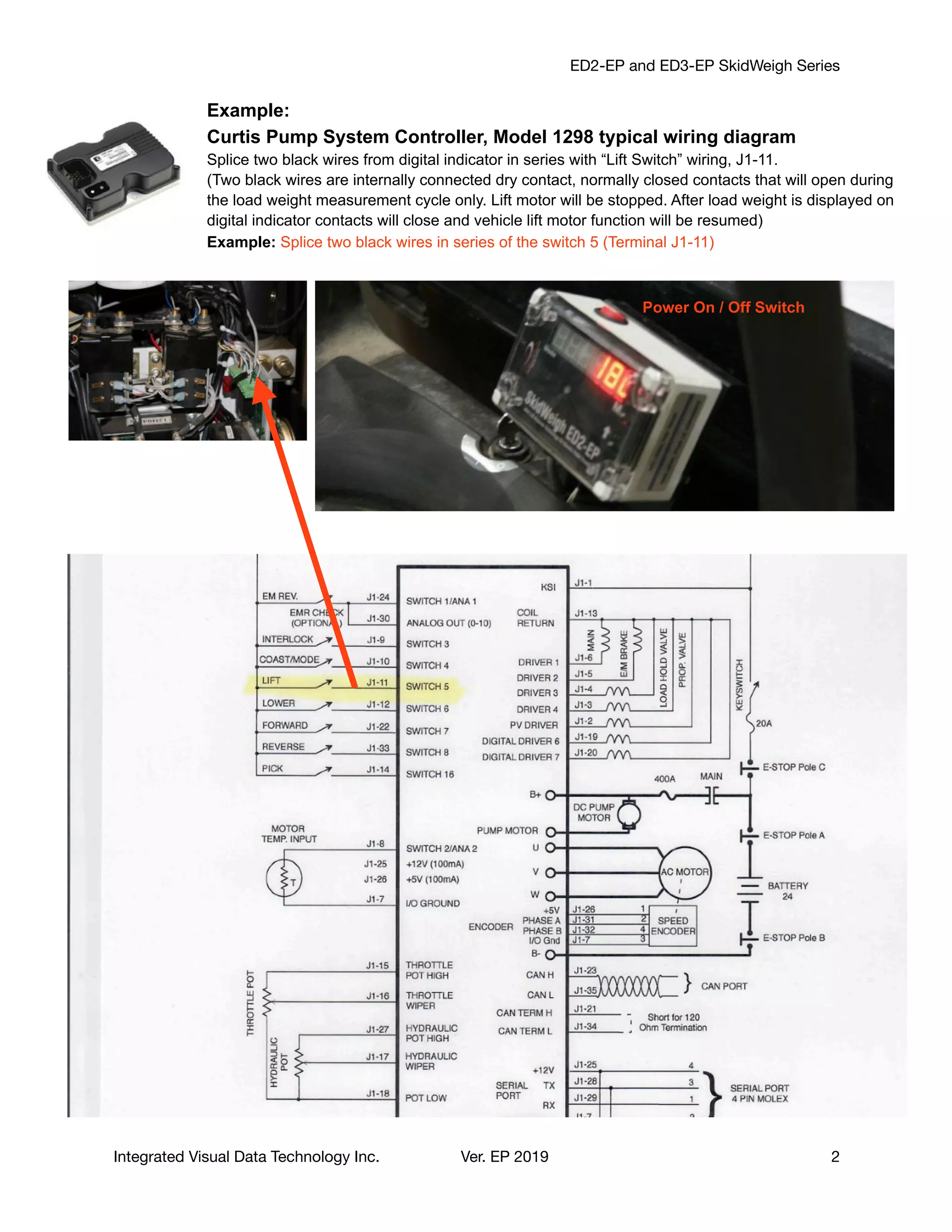 SkidWeigh ED2-EP, Electric Pallet Truck Lift Motor Travel Interface | PDF