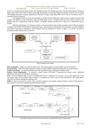 Feature Level Fusion of Multibiometric Cryptosystem in Distributed System | PDF