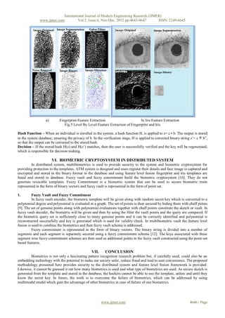 Feature Level Fusion of Multibiometric Cryptosystem in Distributed System | PDF