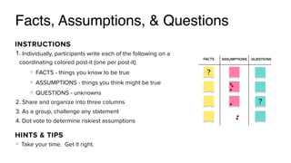 Design Sprint Shorts: episode 3 - Facts, Assumptions, & Questions | PDF