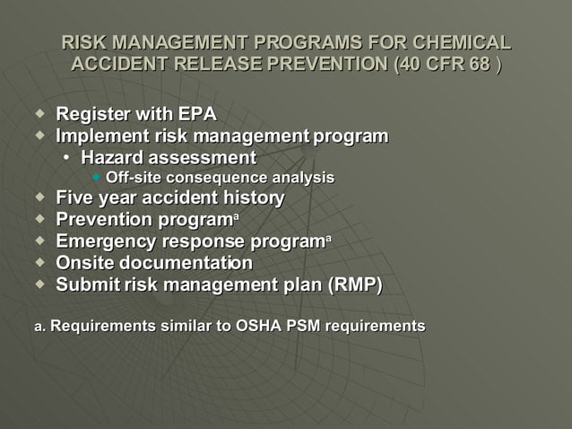 EPA RMP Regulations | PPT | Environmental Services Industry | Industries