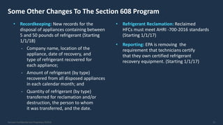 EPA Section 608 Regulation Changes 2018-2019 | PDF