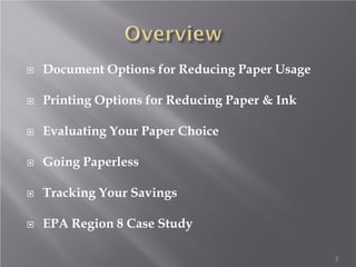 EPA Case Study- Paper/Printer Ink Reduction Strategies | PPT