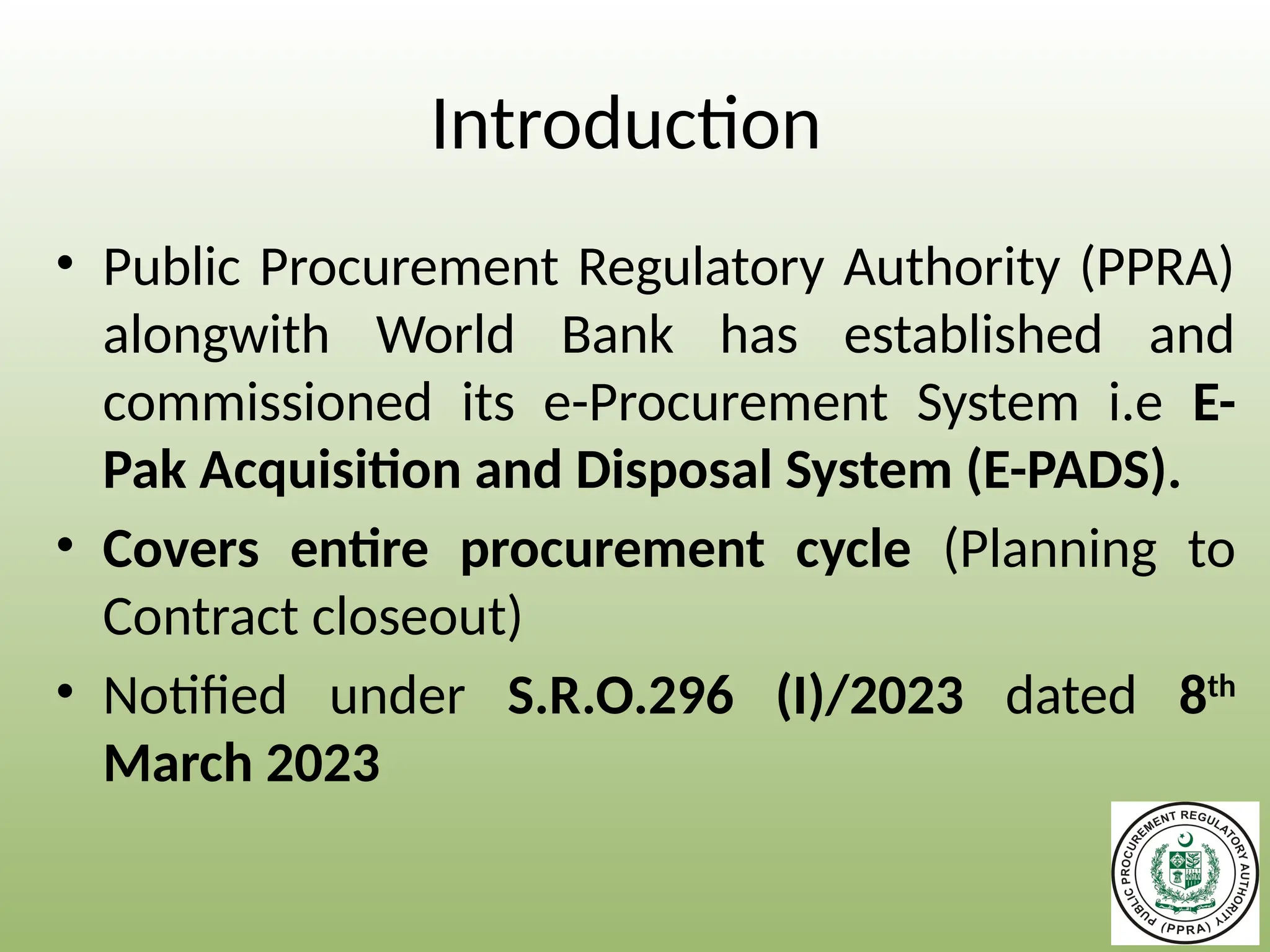 EPADS Training Level-1 for public sector | PPTX