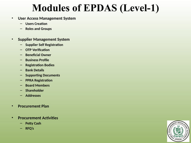 EPADS Training Level-1 for public sector | PPTX