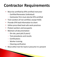 EPA Lead-Safe Renovation, Repairs and Painting | PPT