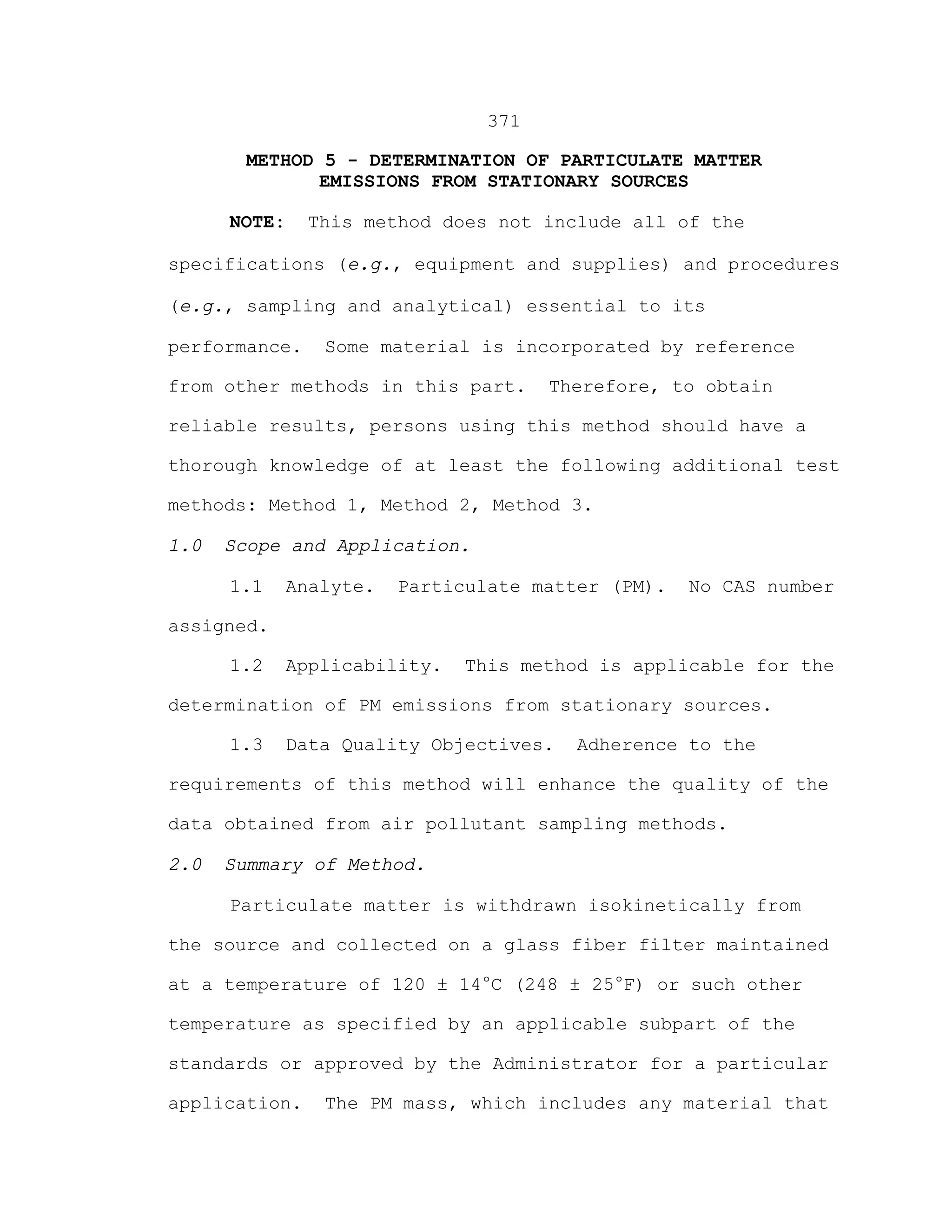 Epa method 5(m-05) | PDF