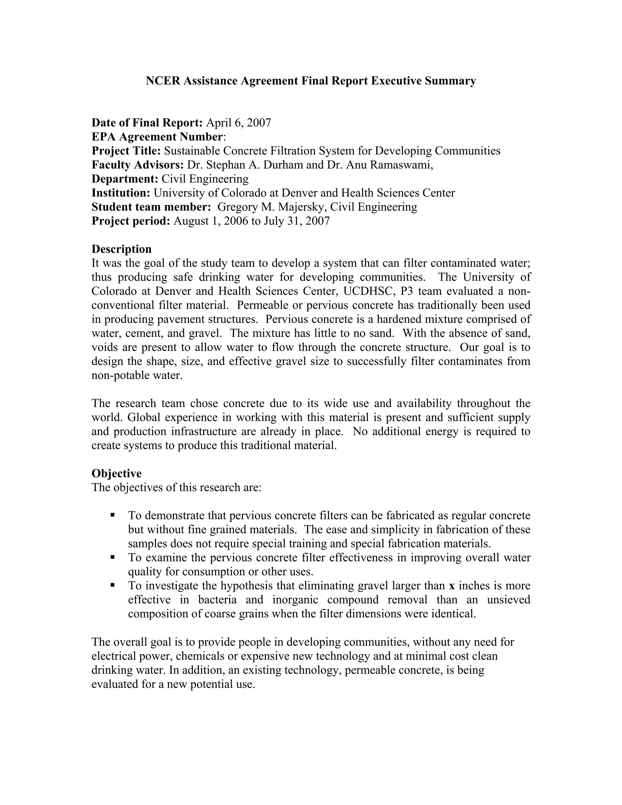 Epa P3 Phase I Executive Summary | PDF