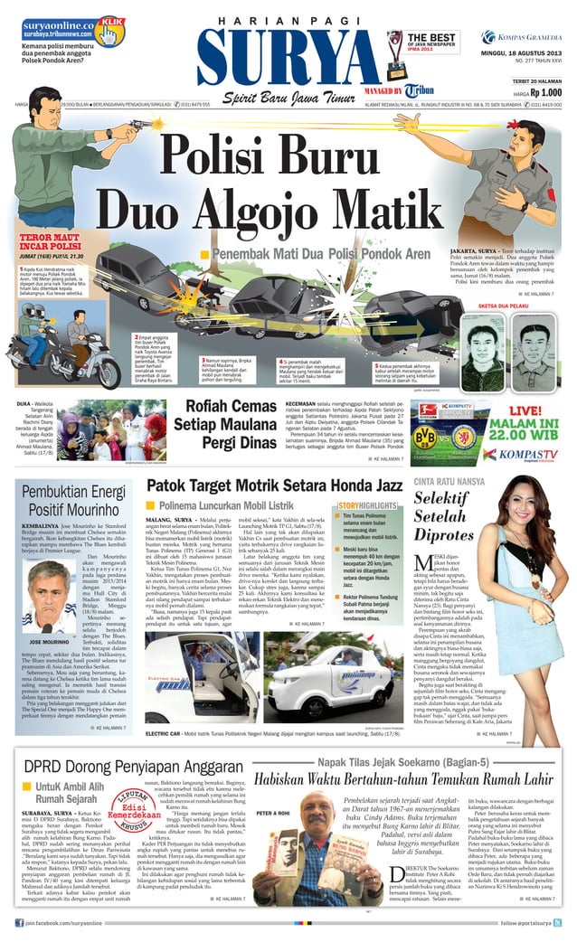 Epaper Surya 18 Agustus 2013 | PPT