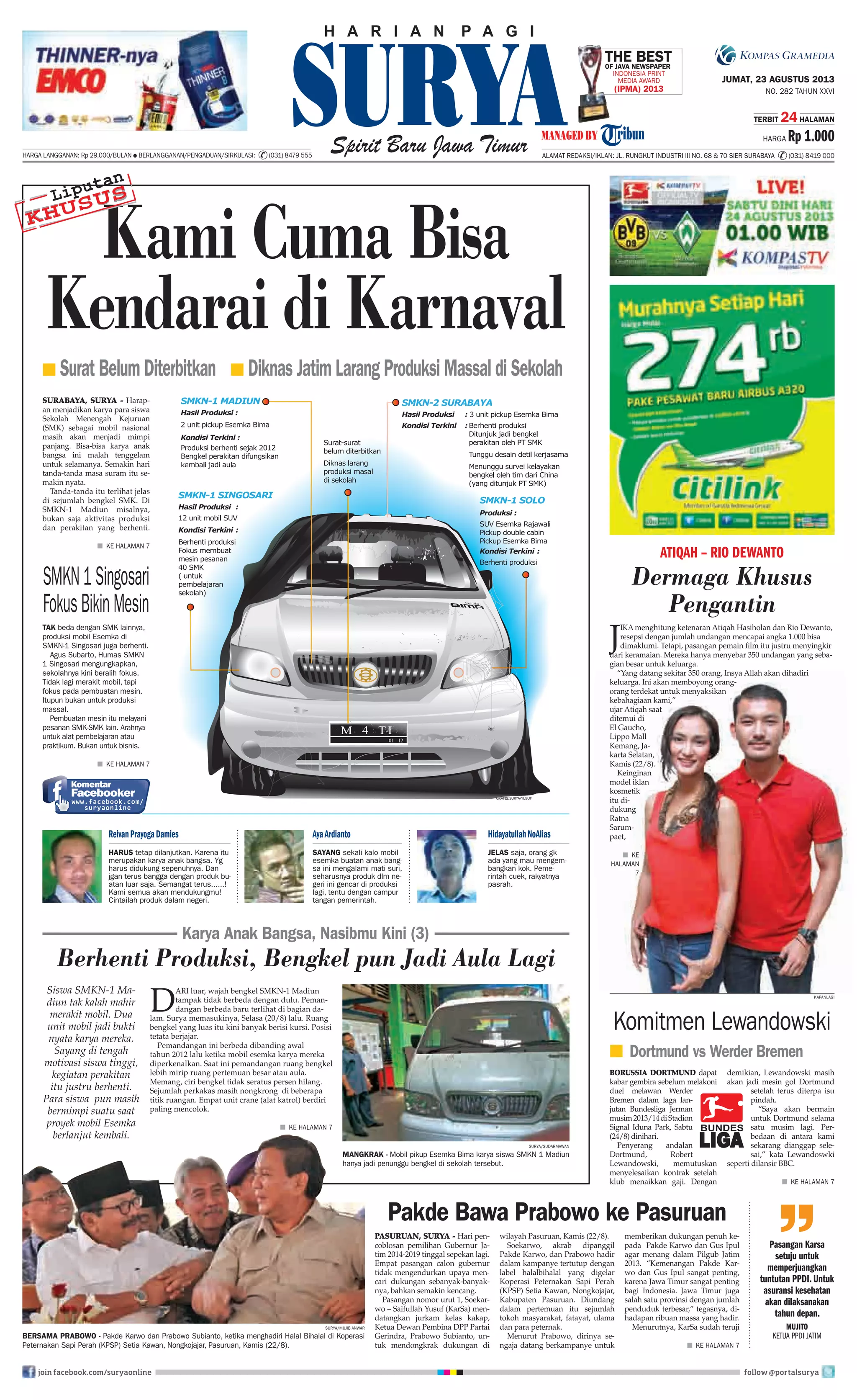 Epaper Surya 23 Agustus 2013 | PDF
