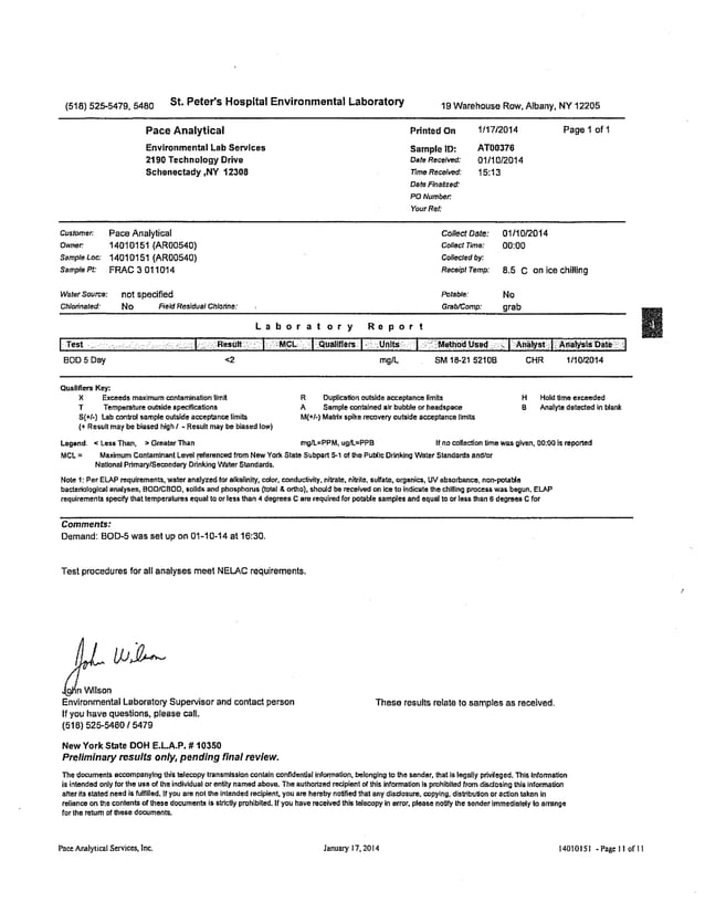 EPA Sampling Results Jan 24, 2014 | PDF