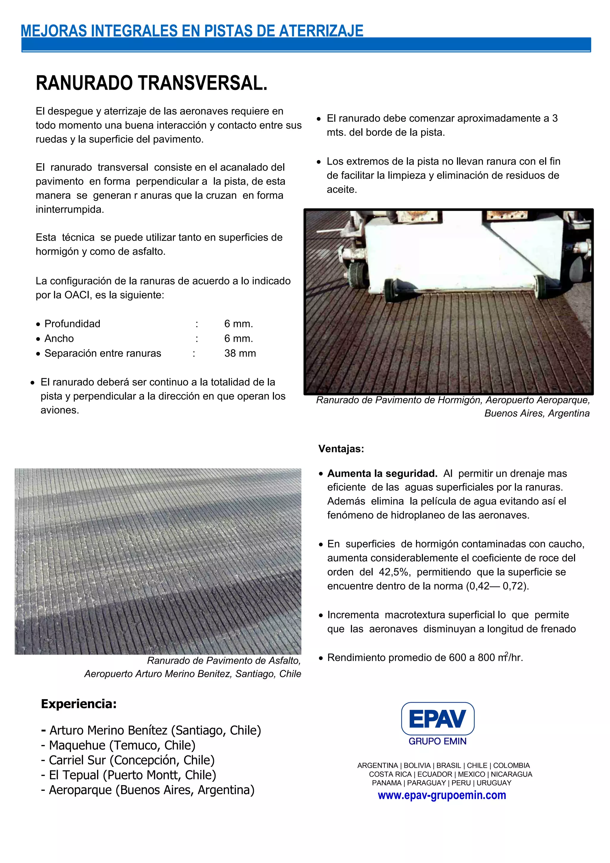 EPAV - Ranurado Transversal en Aeropuertos | PDF