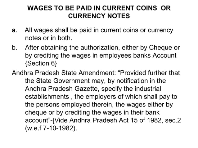 Payment of Wages Act, 1936 | PPT | Personal Taxes | Personal Finance