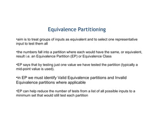 EP & Boundary Questions in QA ISTQB training | PPT