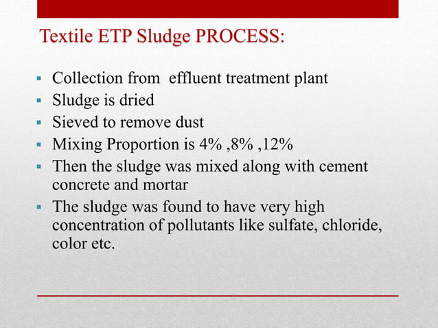 Characteristics of Textile Sludge | PPT