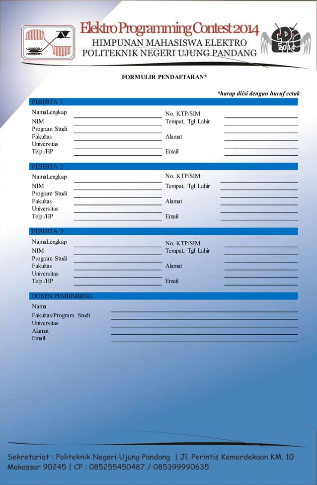 Epc2014+formulir pendaftaran+lfr | PDF