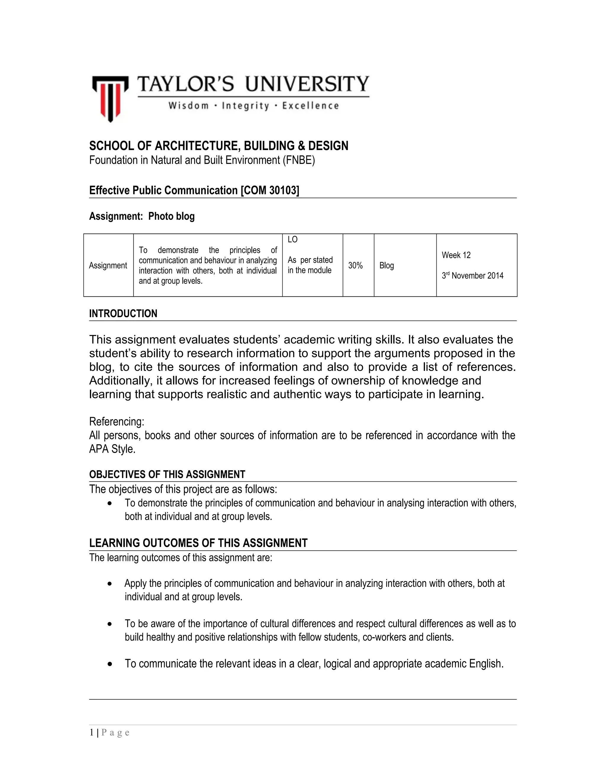 Epc assignment 1 photo blog | PDF