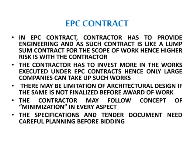 EPC and other types of contracts | PPTX | Construction Industry ...