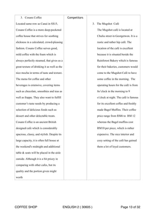 Business Comparison - Coffee Shop Report | PDF
