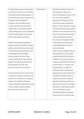 Business Comparison - Coffee Shop Report | PDF