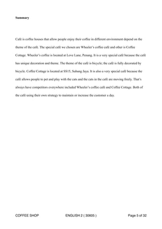 Business Comparison - Coffee Shop Report | PDF