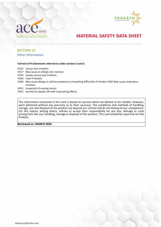 Toluene Diisocyanate Suppliers | Prakash Chemicals International | PDF