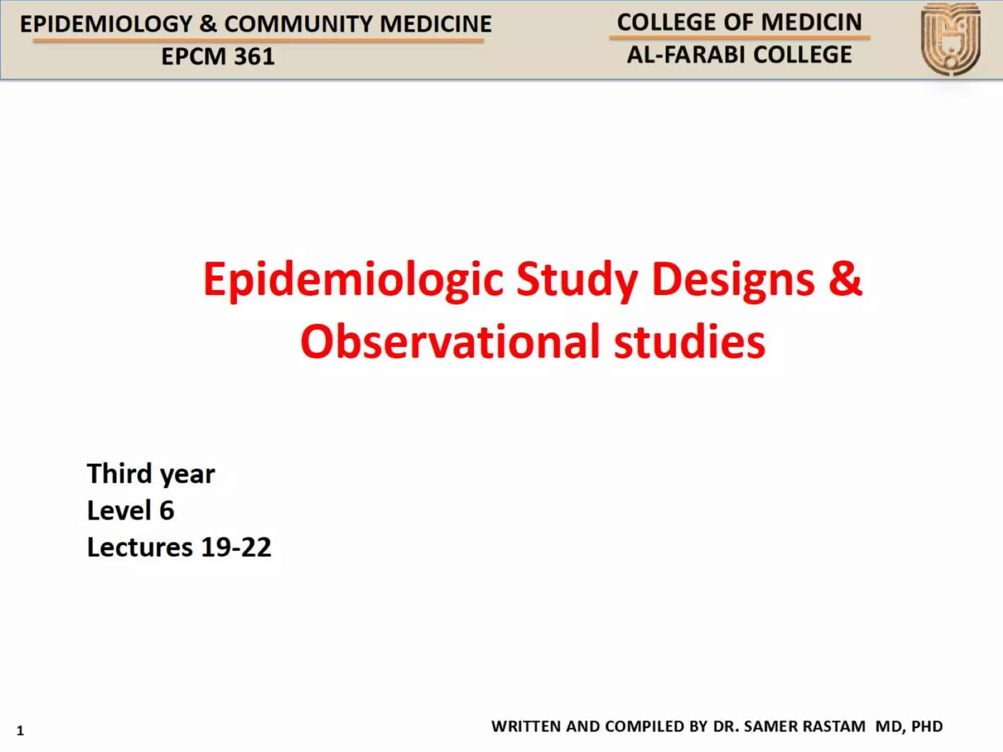 Epcm l19 22 study design - observational studies | PPTX