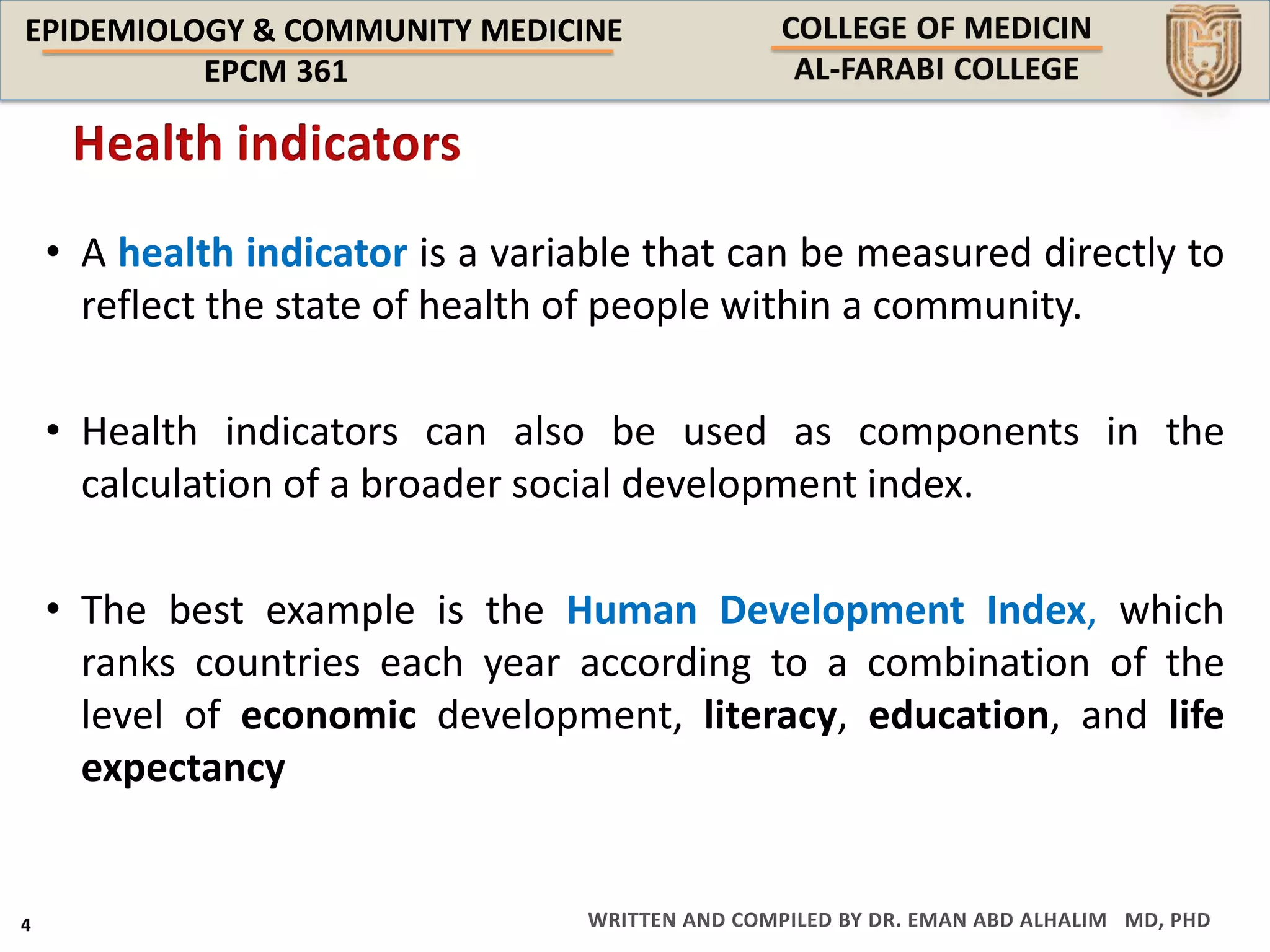 Health Indicators | Epidemiology | PPTX