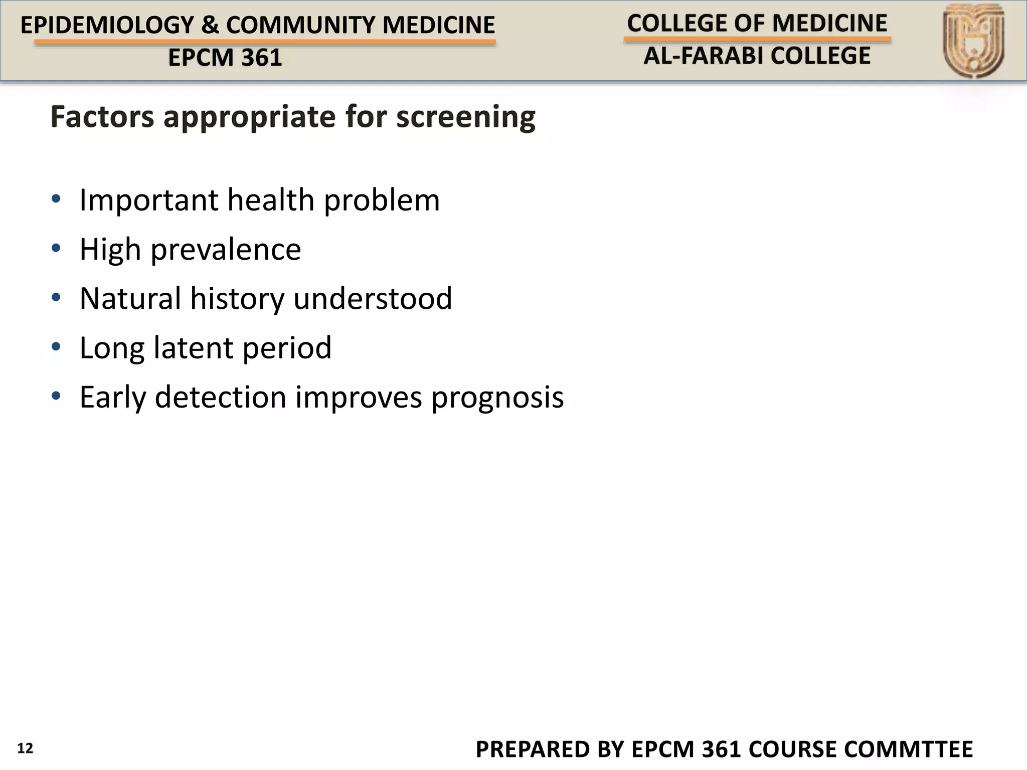 Epcm l9(new) screening for diseases | PPTX