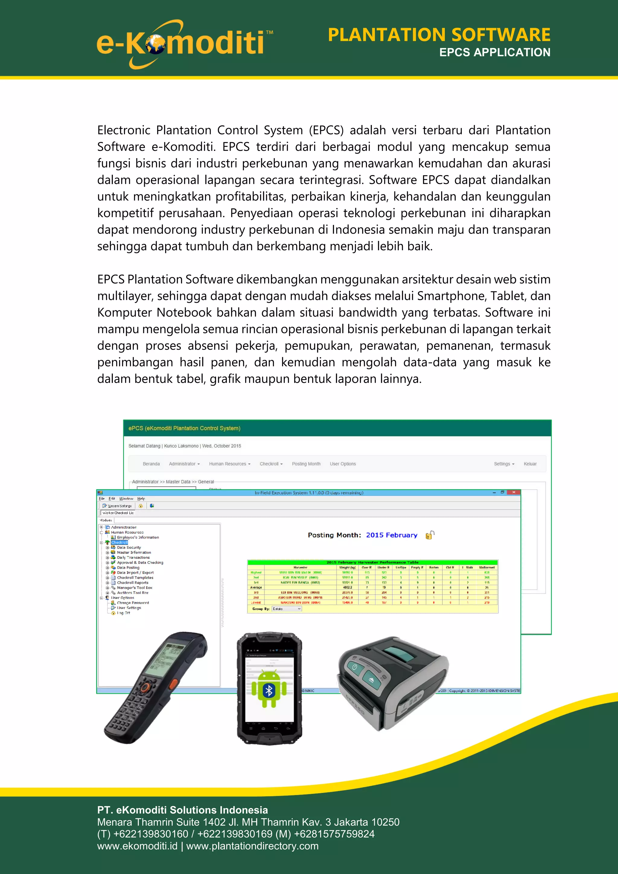 EPCS - Electronic Plantation Control System | PDF